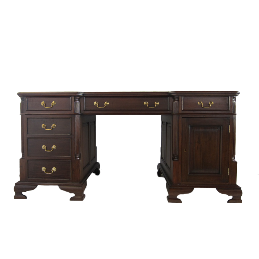 Partners Desk Small Polished – Green Top – Antique Street